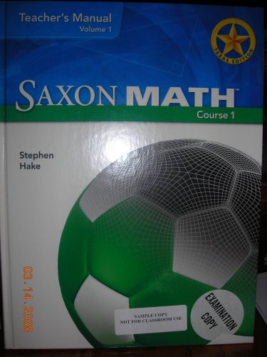 Amazon.com: Saxon Math Course 1 Teacher's Manual Volume 1: ...