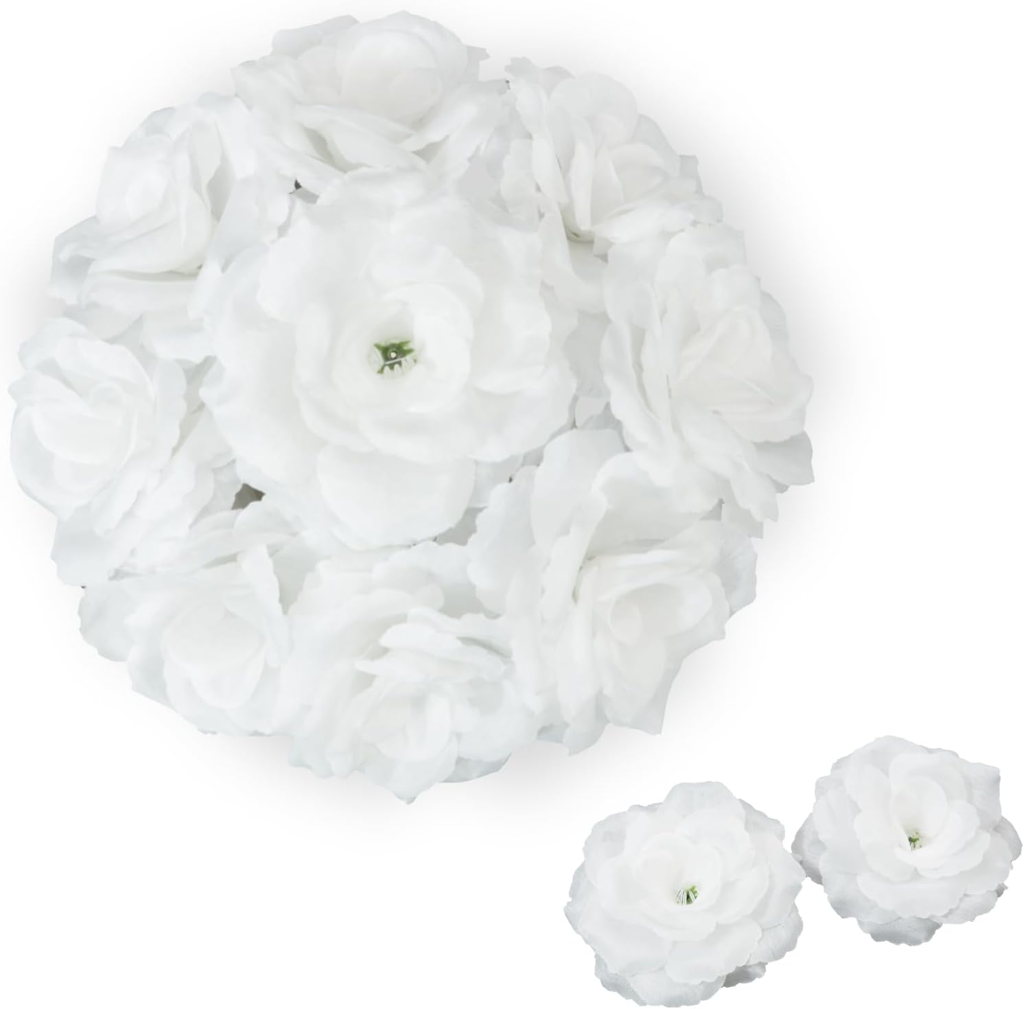 Amazon.com: 20 Pcs Pure White Rose Head Flowers Without Stem ...