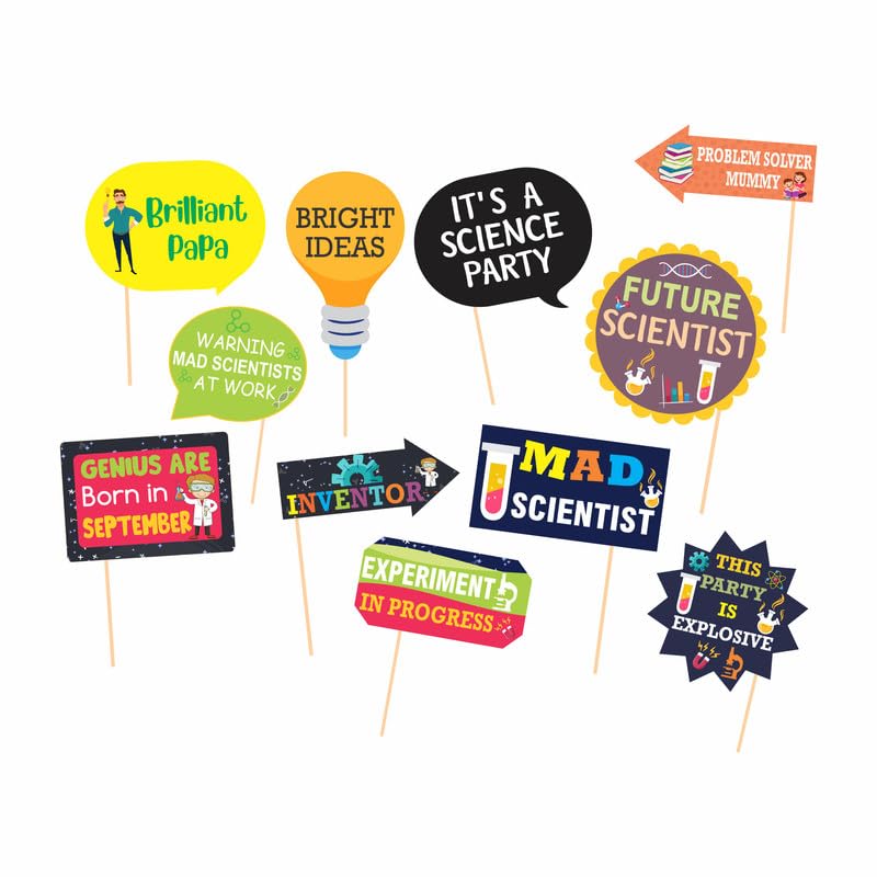 Buy Untumble Set of 11 Scientist Photo Booth Props with Stick | Mad ...