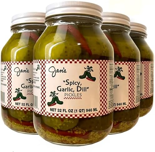 Amazon.com : Jan's Pickles - Spicy, Garlic Dill Pickle Chunks (4 Jars ...