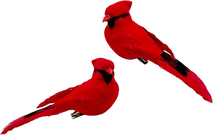 Amazon.com: 2pcs Red Bird Decor Artificial Red Cardinal Birds ...