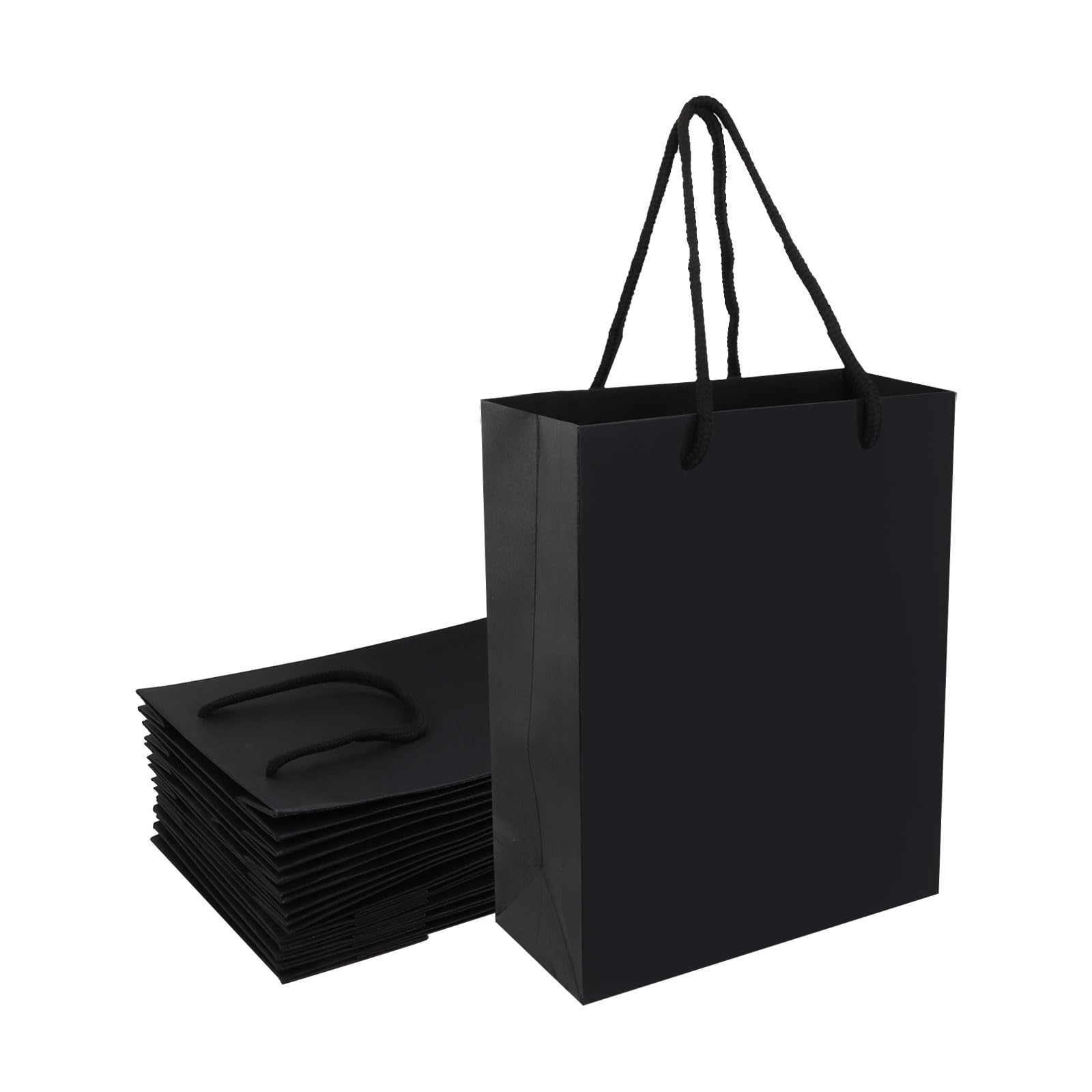 ASelected 20Pcs black gift bag 15X7X20Cm Black Paper Gift Bags with ...