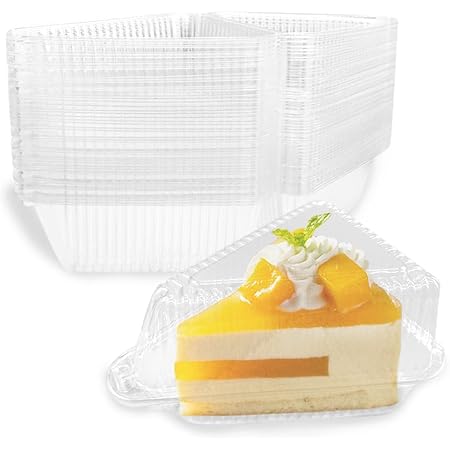 Amazon.com: 50 Pack Cake Slice Containers, Clear Plastic Cheesecake ...