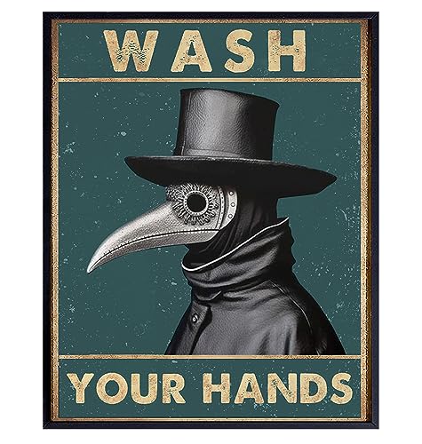 Amazon.com: Bathroom Sign Plague Doctor Decor - Wash Your Hands Gothic ...