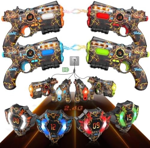 Amazon.com: VATOS Rechargeable Laser Tag Set of 4 Player - 2.4GHz Data ...
