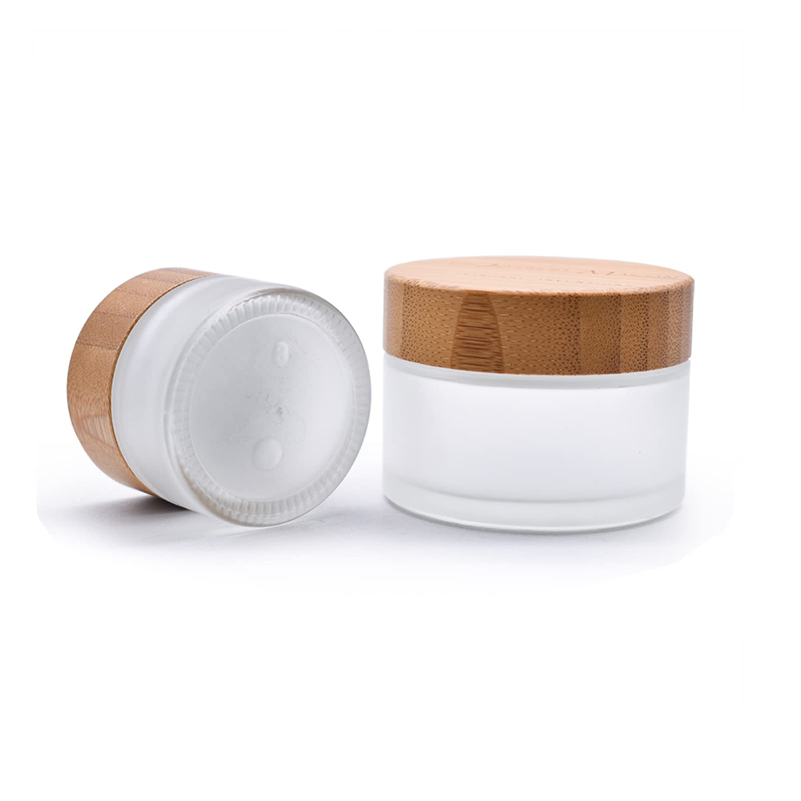 Amazon.com: 2Pack 50ml Frosted Glass Cream Jars,Bamboo lids Empty ...