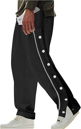 Amazon.com: Tear Away Basketball Sweatpants for Men High Split Snap ...