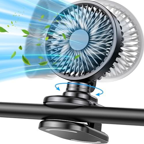 Amazon.com: WITHOUSE Portable Clip on Fan, 10000mAh Auto Oscillating ...