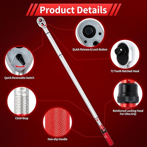 Snapklik.com : 3/4-Inch Drive Click Torque Wrench, Dual-Direction ...
