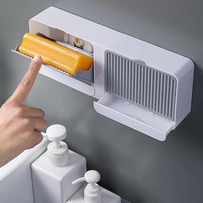 Veroflame Wall Mounted Soap Box with Lid – Double Grids Soap Draining ...