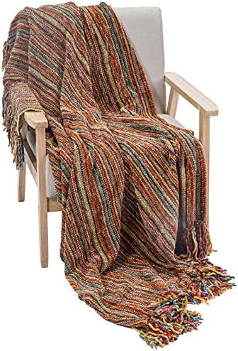 Amazon.com: EVERGRACE Plaid Chenille Throw Blanket for Couch, Super ...