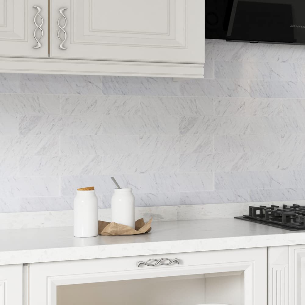 Carrara Backsplash Tile White Carrara Subway Peel And Stick Backsplash
