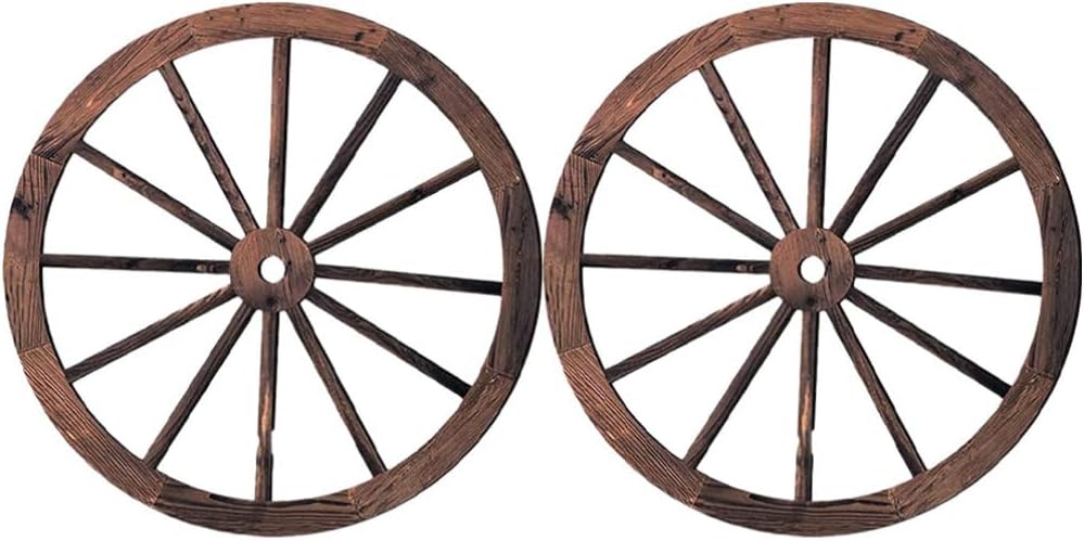 Amazon.com: HOMSFOU 2pcs Wooden Wagon Wheel Decor Old Western Western ...