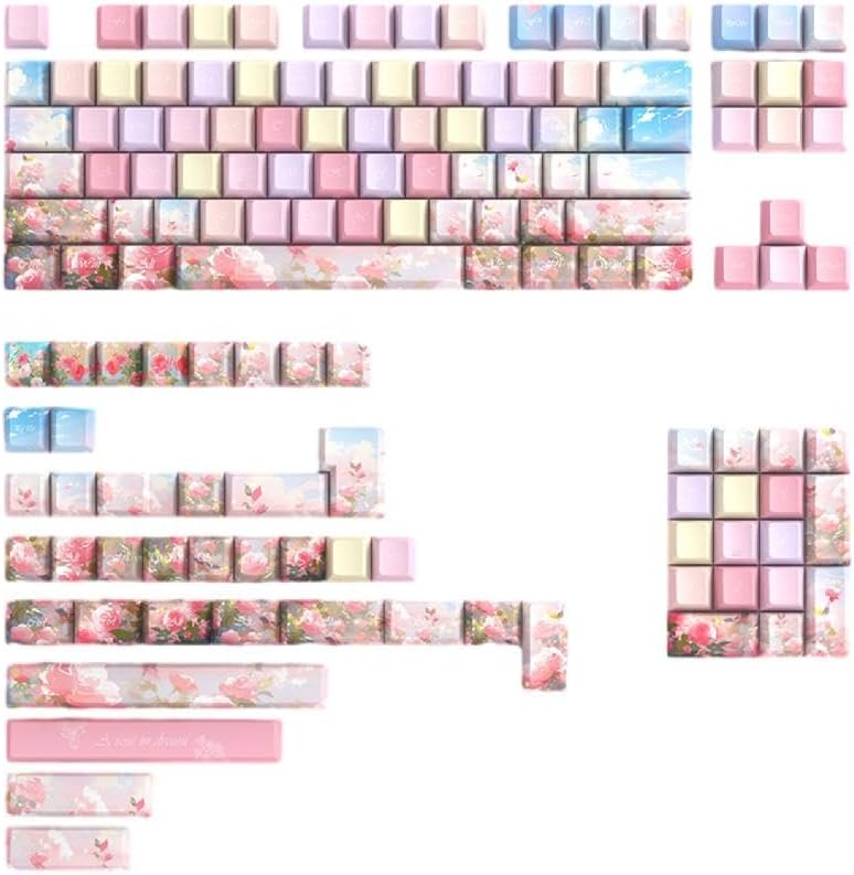 Amazon.com: Thick-Walled PBT Keycaps Gift Exquisite Colored Rose Double ...