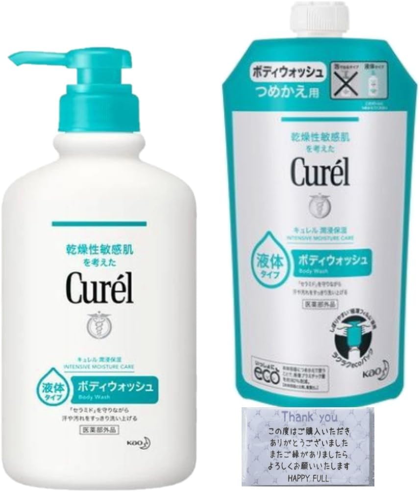 Amazon | 【セット商品】花王 キュレル ボディウォッシュ 液体タイプ 本体 420ml + つめかえ用 340ml HAPPYFULLティッシュ付き | ノーブランド品 | ボディソープ 通販