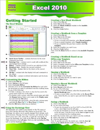 Excel 2010 Quick Source Reference Guide: Quick Source: 9781935518075: Amazon.com: Books