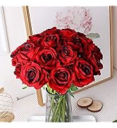 Amazon.com: Luyue 10PCS Artificial Roses Flower with Stems Slik Fake ...