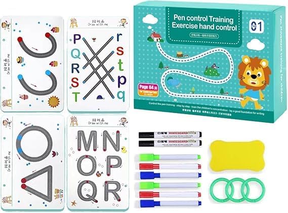 HUBTURE Magic Practice Reusable Pen Control Workbook for Kids – Tracing ...