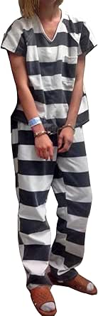 Amazon.com: Miqil Women Halloween Costume Prison 2 Piece Short Sleeve ...