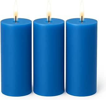Amazon.com: Pillar Candles 3 Pack (Blue, Pillar 3x6) : Home & Kitchen