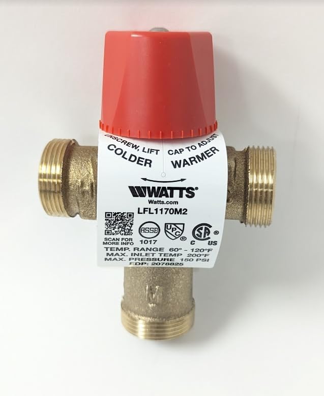 Watts LFL1170M2-US 1/2" Hot Water Temperature Mixing Valve, Faucet ...