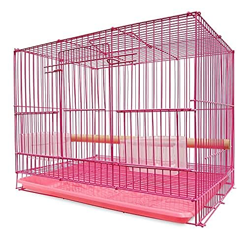 Animaux 1.5 feet, 18 inch- Pink Birds cage with 2 Gates for Love Birds ...