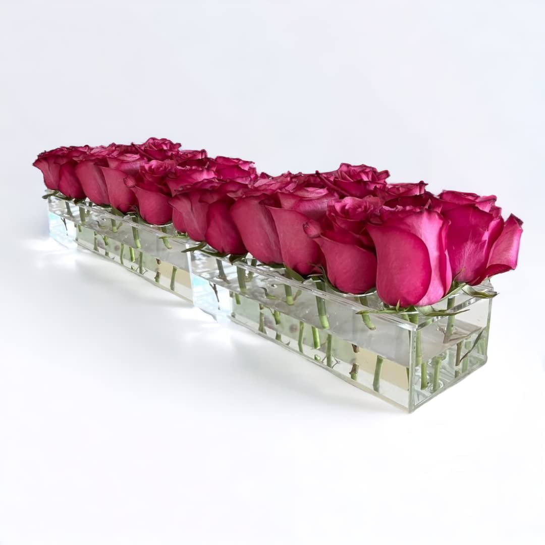 Leak-Proof Acrylic Flower Vase Rectangular, Floral Centerpieces for ...