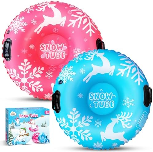 ZMLM Snow Tubes for Kids, Plastic Snow Sleds with Handles, Inflatable ...