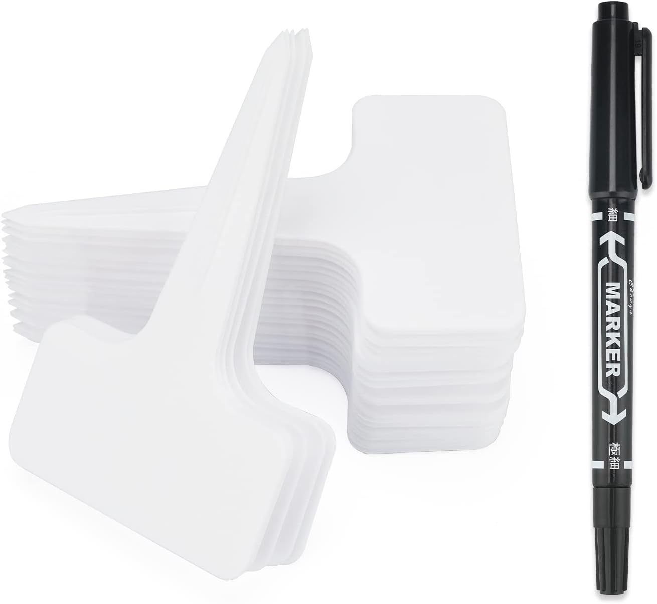 KINGLAKE Thick Plastic Plant Labels and Pen, 100Pcs Plant Markers ...
