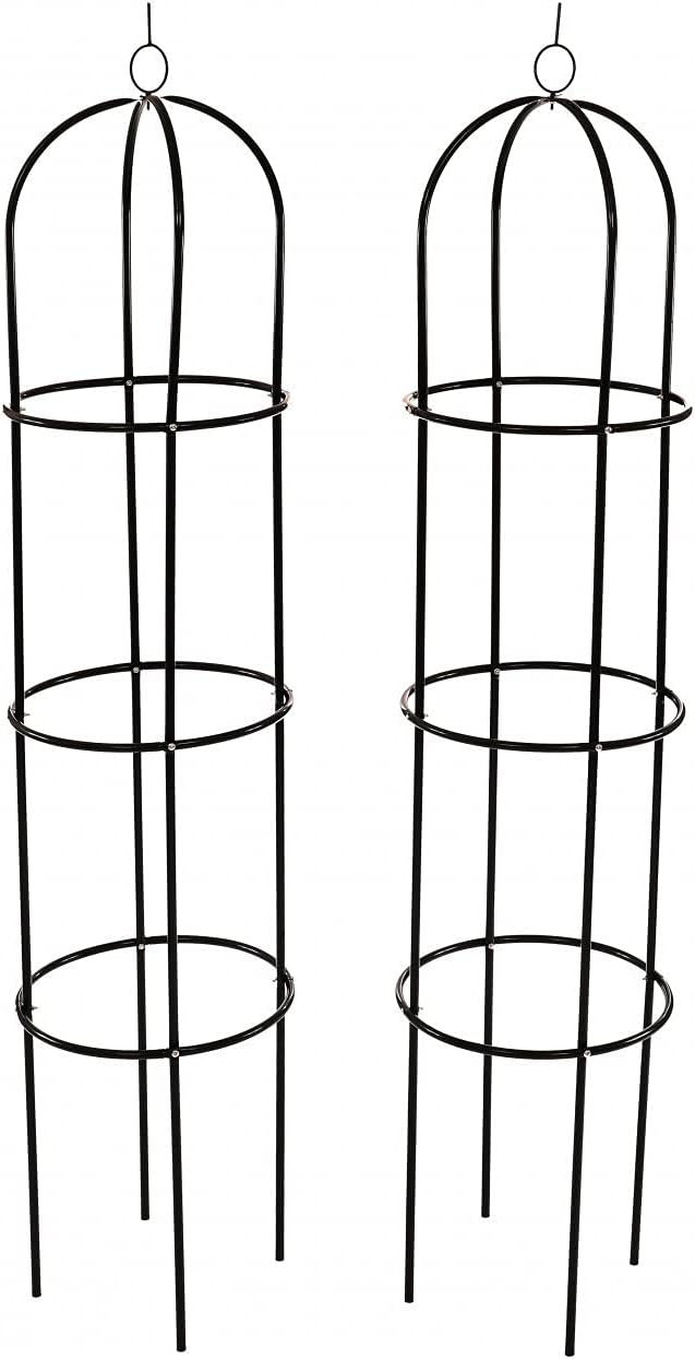 Oypla 2x Heavy Duty Iron Arch Outdoor Garden Plant Frame Obelisks ...