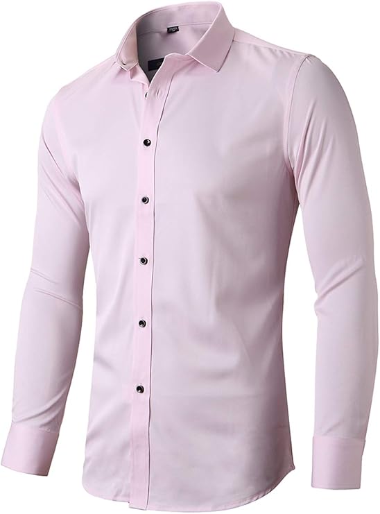 Amazon.com: Mens Fiber Casual Button Up Slim Fit Collared Formal Shirts ...
