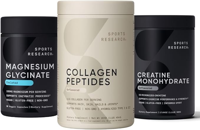 Amazon.com: Sports Research® Supplements Pack - Collagen Peptides 16 oz ...