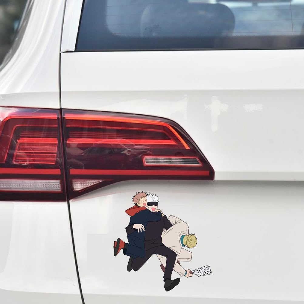 Gojo Running with Two People in His Arms Funny Anime Car Stickers para ...