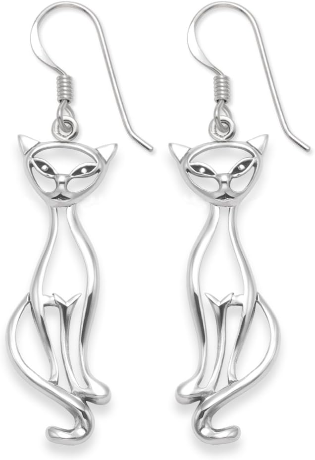 Heather Needham Sterling Silver Cat Earrings - Open design - SIZE: 22mm ...