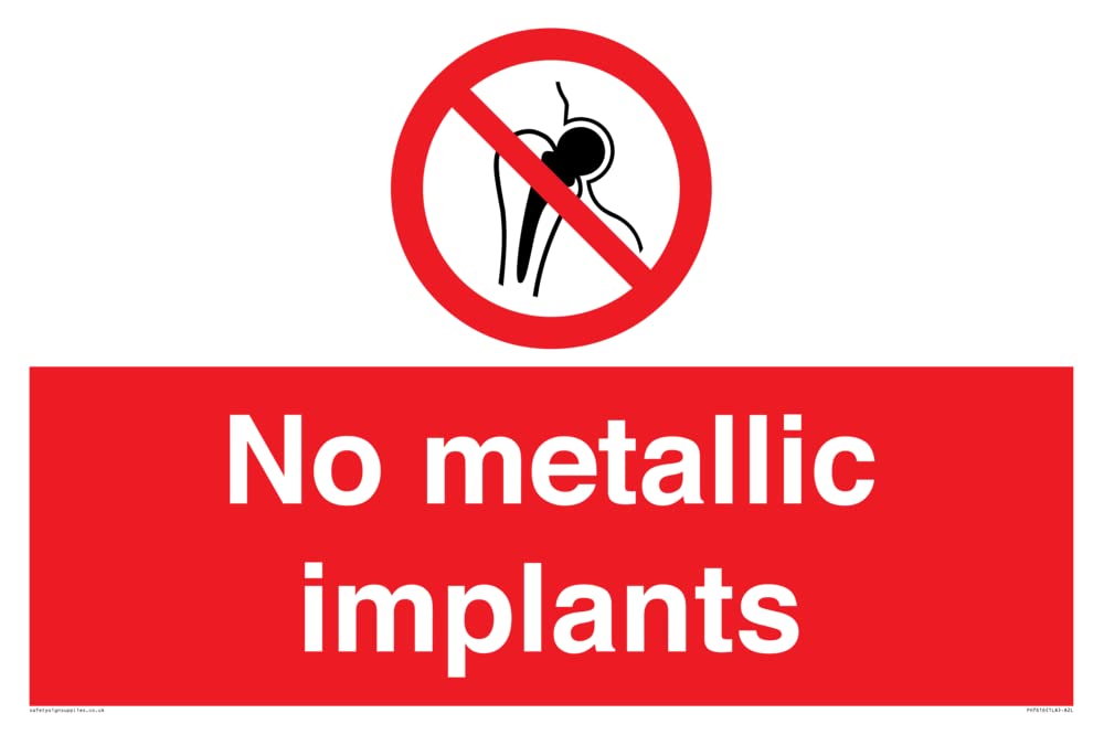 Compare no metallic implants sign - 600x400mm - a2l products from over ...