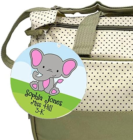 Amazon.com: Personalized Pink Elephant Diaper Bag Tag - Children's ...