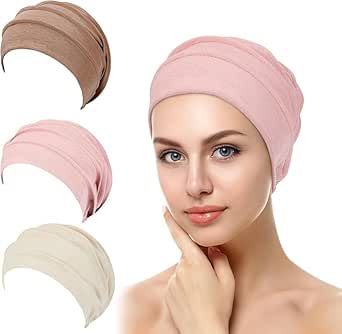 JEOJEOY 3 Pieces Slouchy Hair Loss Beanies Hats Soft Polyester Cancer ...