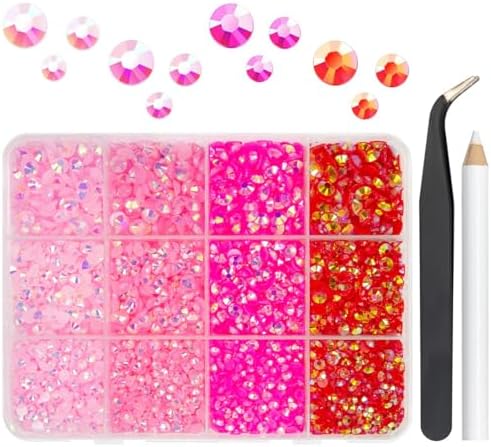Amazon.com: qiipii Light Pink Red Jelly Resin Rhinestones Bulk 3mm 4mm ...