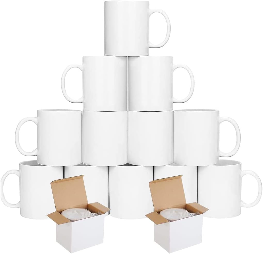 shine planet 12 x Sublimation Mugs Blank 11oz White Sublimation Coffee ...
