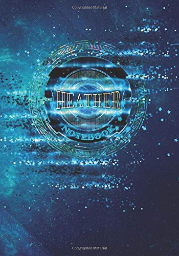 Heather Notebook: Art Deco - 7"X10" Blue Spiritual Cosmic Composition ...