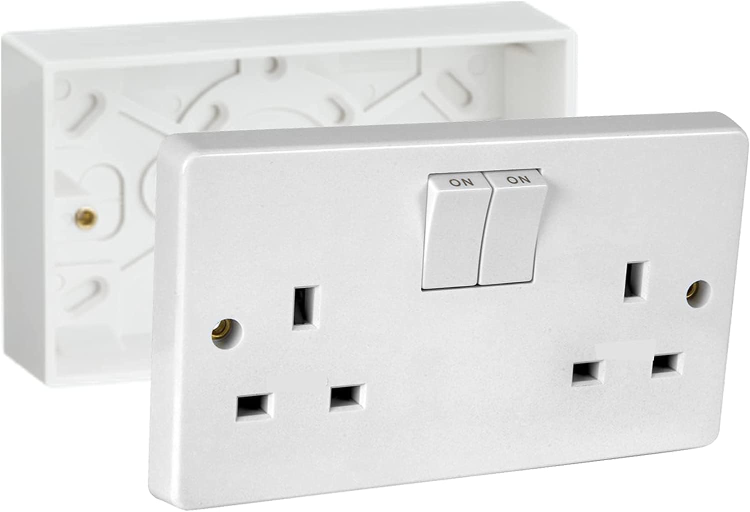 13 Amp Socket Outlet 2 Gang Switched SP in Metal Clad : Amazon.co.uk ...