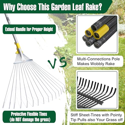Snapklik.com : Leaf Rake - 63 Inch Rake For Leaves, Lightweight Leaf ...