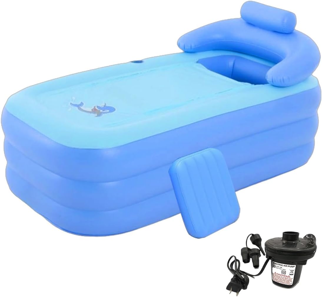 Folding Inflatable Bathtub, 63” Inflatable Bathtub Adults, Portable Hot ...