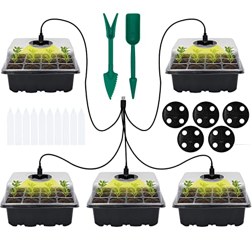5 Set Seed Trays with Grow Lights, Seed Propagators with Lids ...