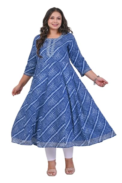 Buy Swasti Plus Size Women Leheriya Print, Embroidery Printed Cotton ...