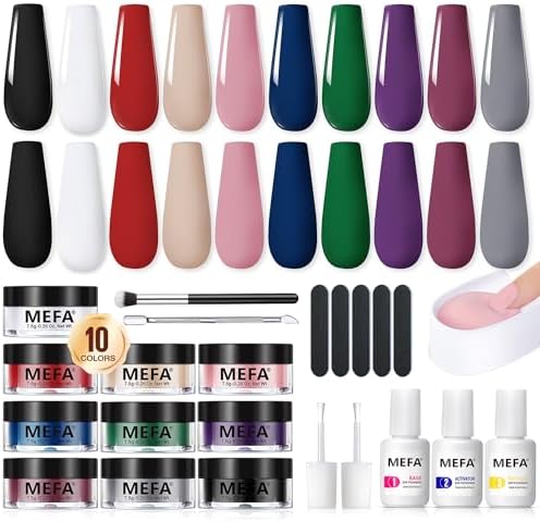 Amazon.com: MEFA Dip Powder Nail Kit Pink Glitter Clear Nude White 32 ...