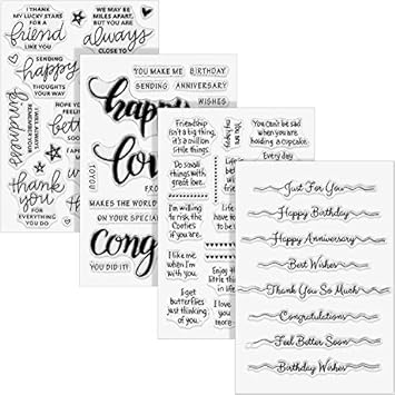 Amazon.com: 4 Sheets Words Clear Stamps for Card Making Silicone ...