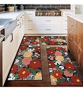 Amazon.com: Ileading Floral Kitchen Rugs Sets of 3 Piece Abstract ...
