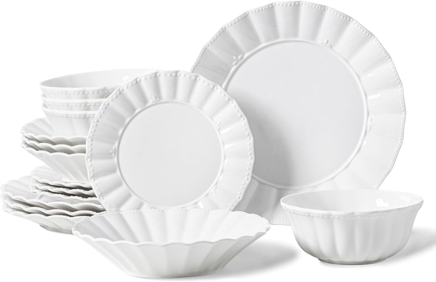 Amazon.com | HOMBENE Plates and Bowls Sets, 16 Piece Dinnerware Sets ...