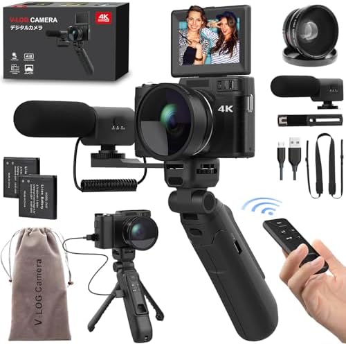 Amazon.com : 4K Digital Camera with Creator Accessory Kit 48MP Remote ...